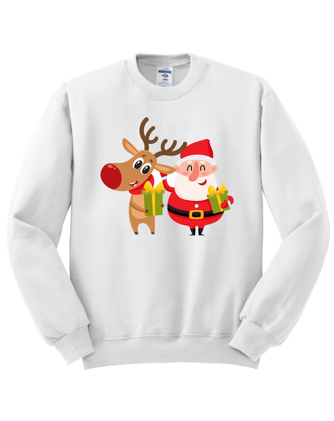 Merry Christmas Present Santa Claus Reindeer Rudolph Cute Sweater ...