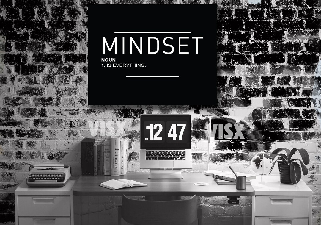 Mindset is Everything Noun Motivational Canvas POSTER Print Quote Verb ...
