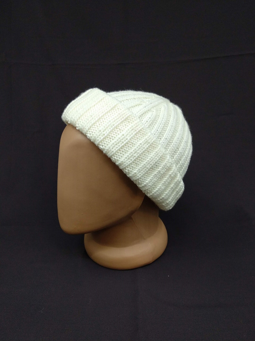 White Winter Mens Watch Cap, Warm Mens Hat, Merino Wool Hat, Mens ...