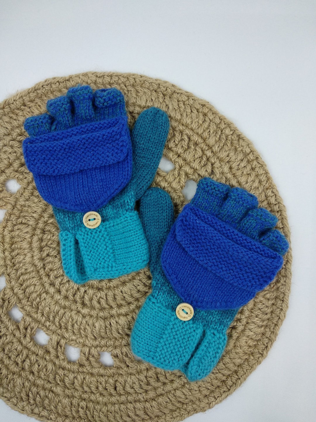 Multicolor Childrens Flip Top Open Finger Gloves/mittens, Merino Wool ...