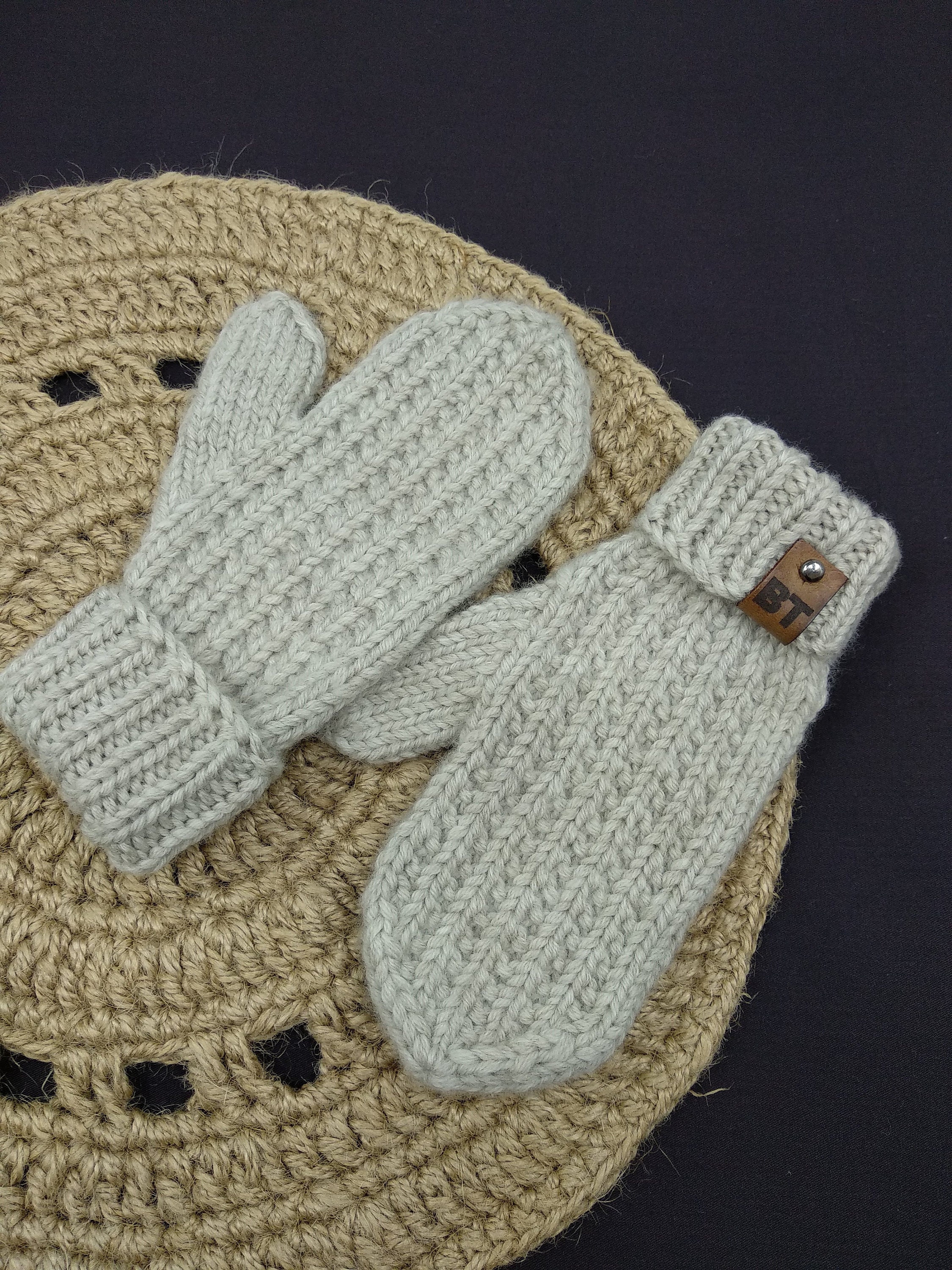 Beige Gray Merino Wool Kids Mittens Knitted Girls Mittens - Etsy UK
