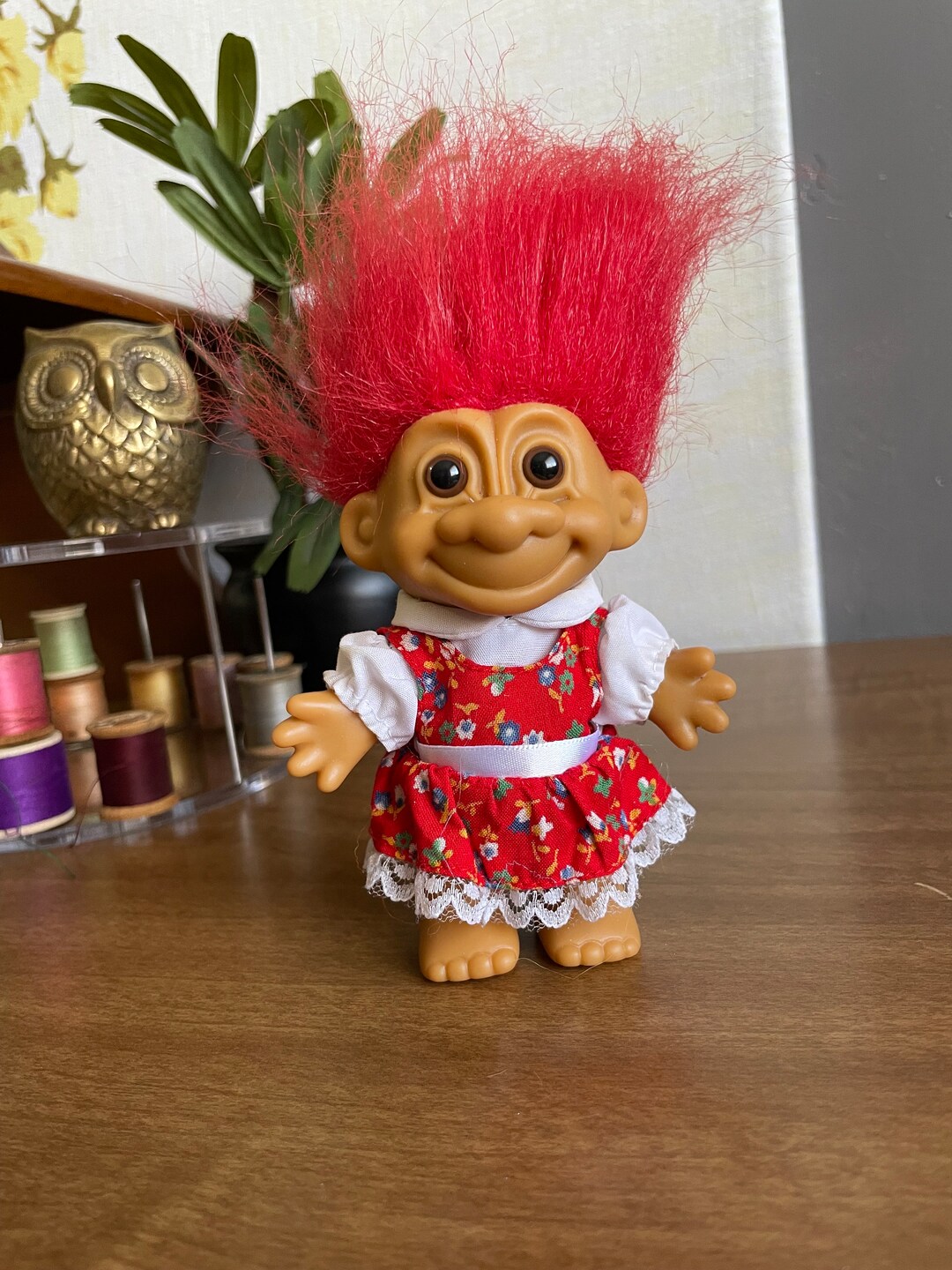 Vintage Russ Troll Red Floral Dress Red Hair - Etsy