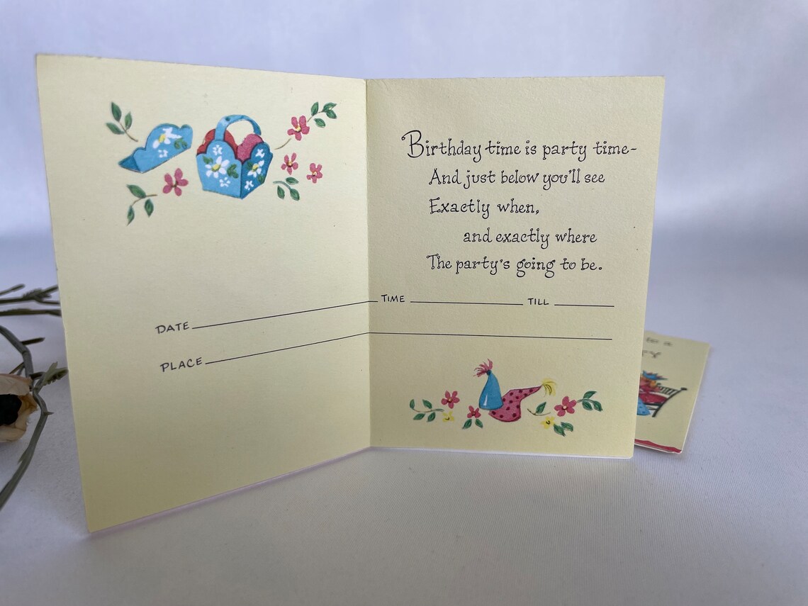 Vintage Birthday Party Invitations Fairfield 1950s - Etsy