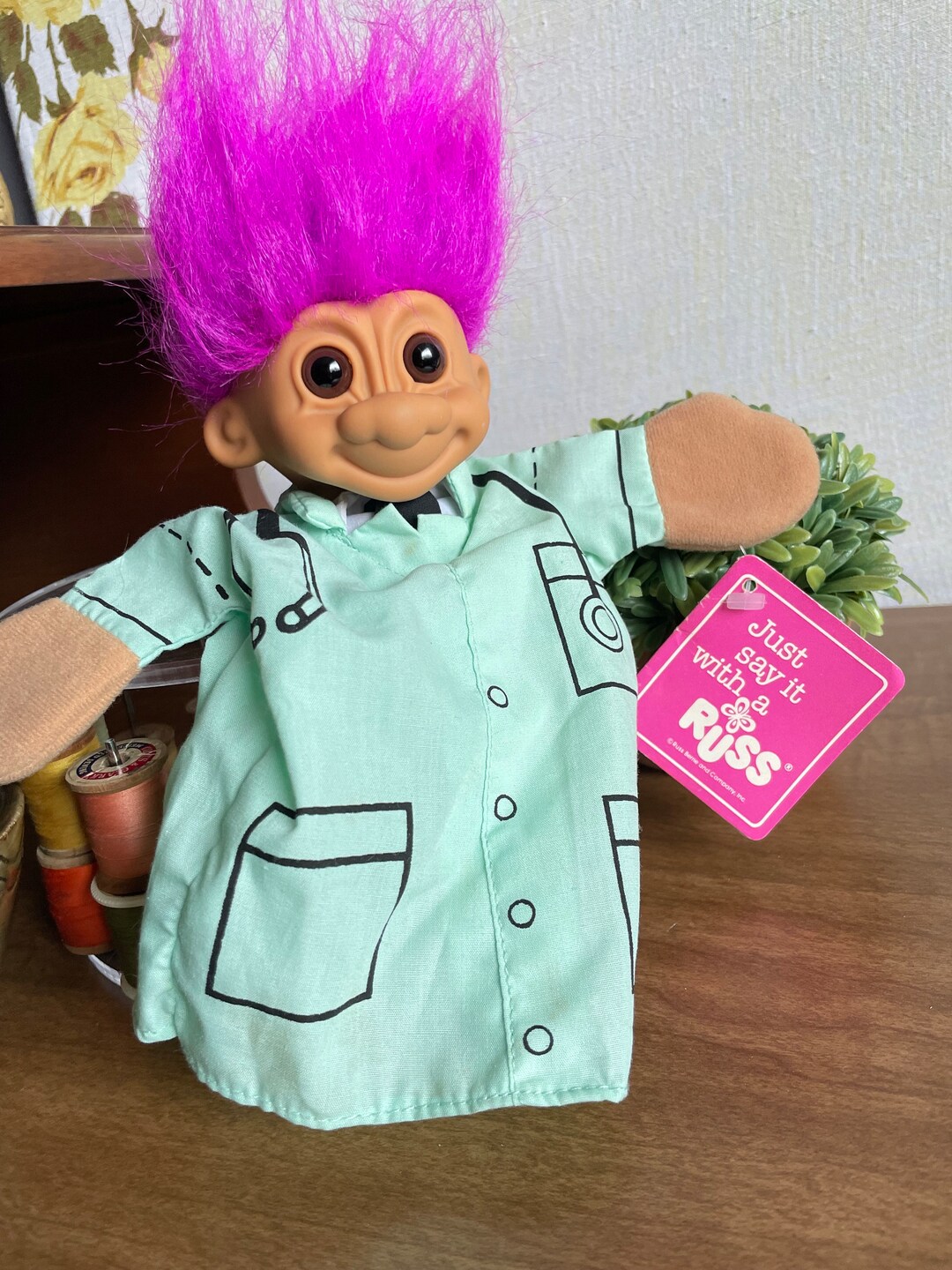 Vintage Russ luv-pet Troll Puppet Tagged Doctor 1990s - Etsy
