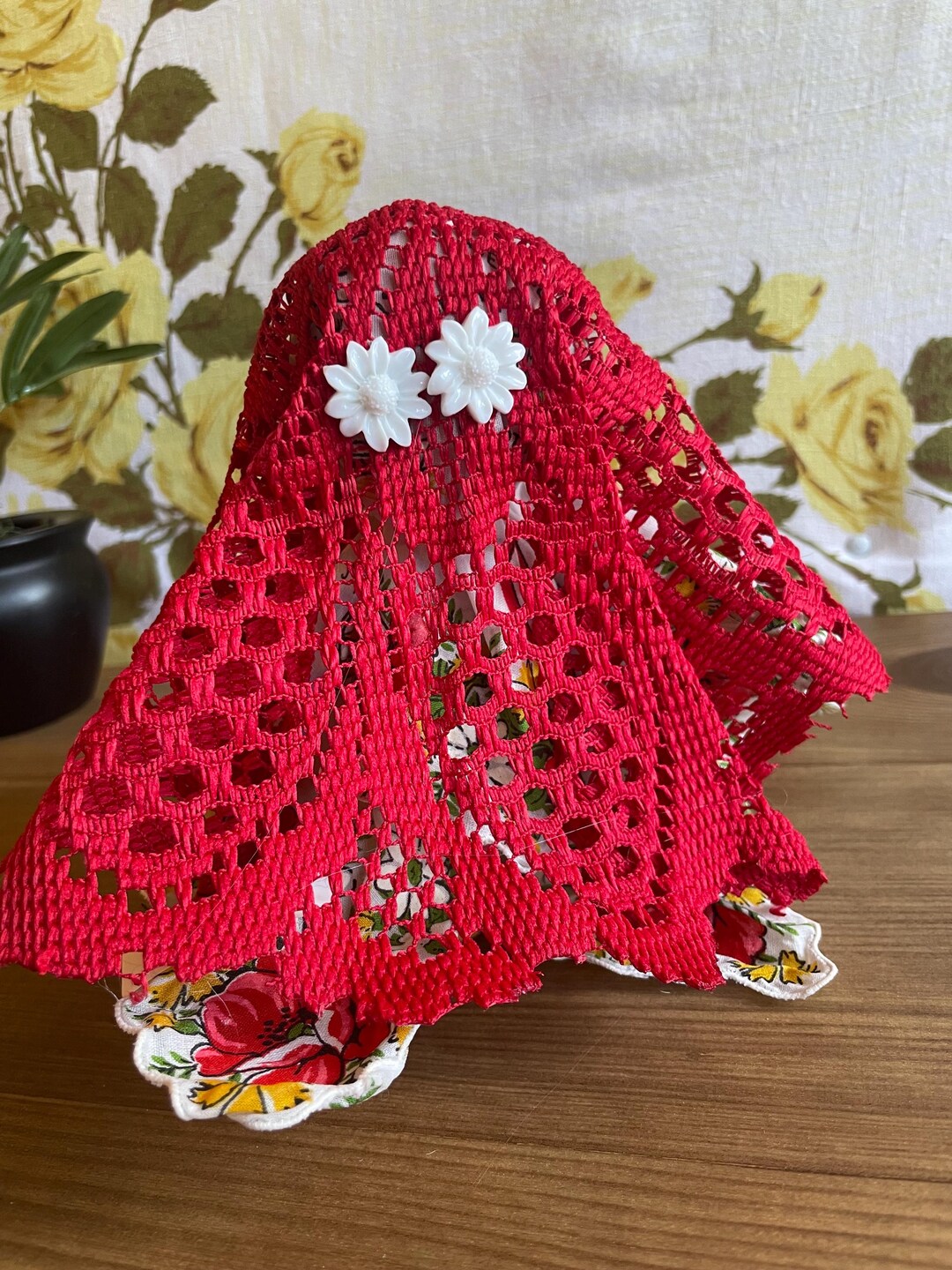 Vintage Doily Handkerchief Ghost saffron Halloween Decor - Etsy