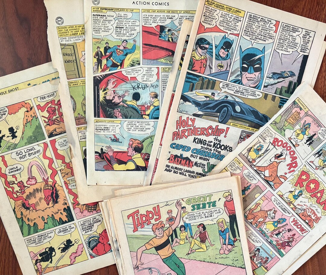 Vintage Comic Book Pages - 20 Pack - Authentic 1960s Vintage Ephemera ...