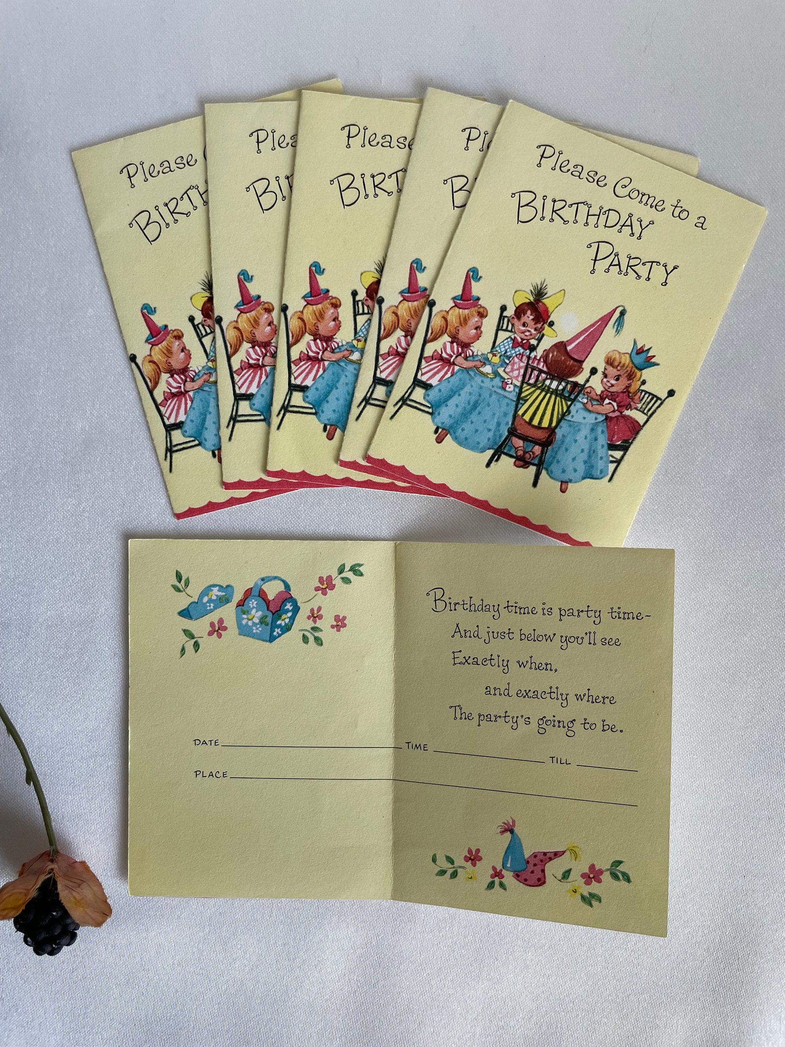 Vintage Birthday Party Invitations Fairfield 1950s - Etsy