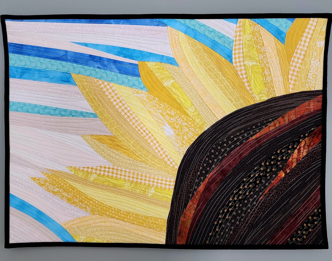 Hanging Quilt, Quilted Wall Hanging, Sunflower Quilted Wall Hanging, Flower Art, Wall Decor ...