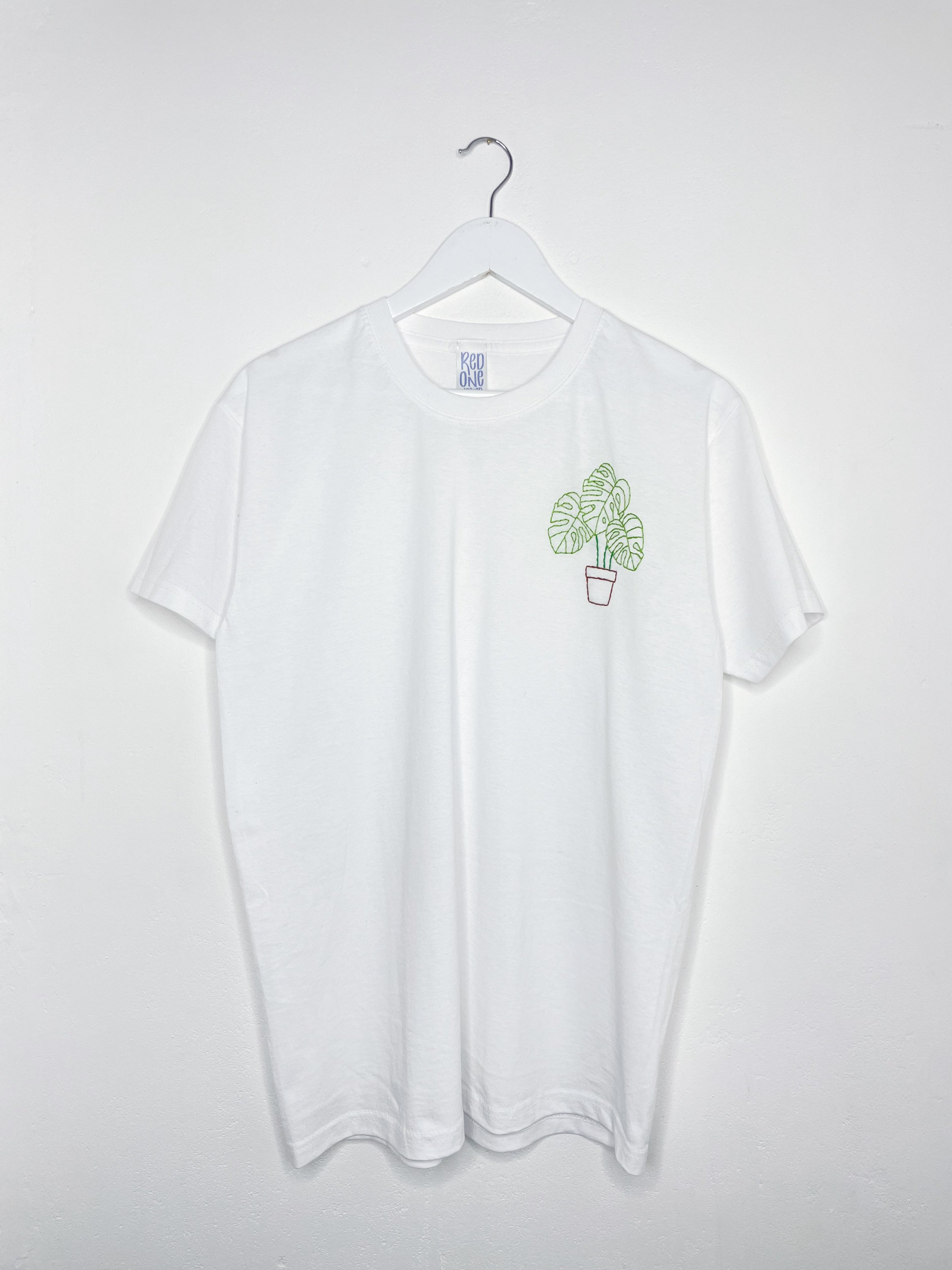Hand Embroidered Monstera Plant T-Shirt | Etsy
