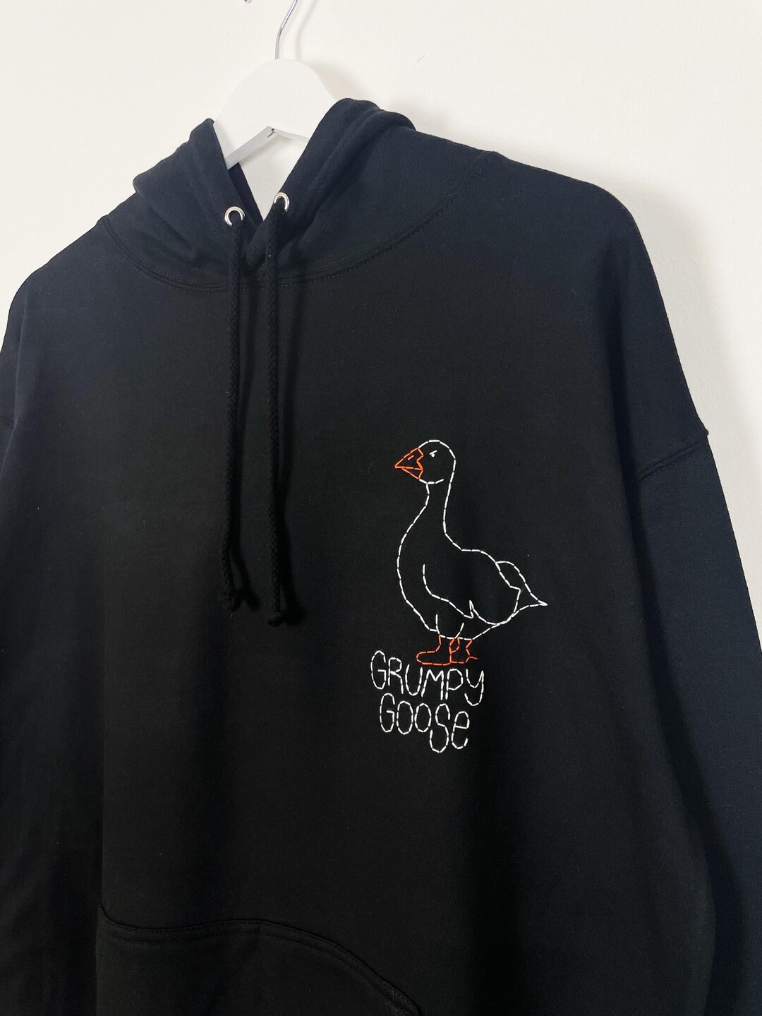 Grumpy Goose Hand Embroidered Unisex Hoodie - Etsy