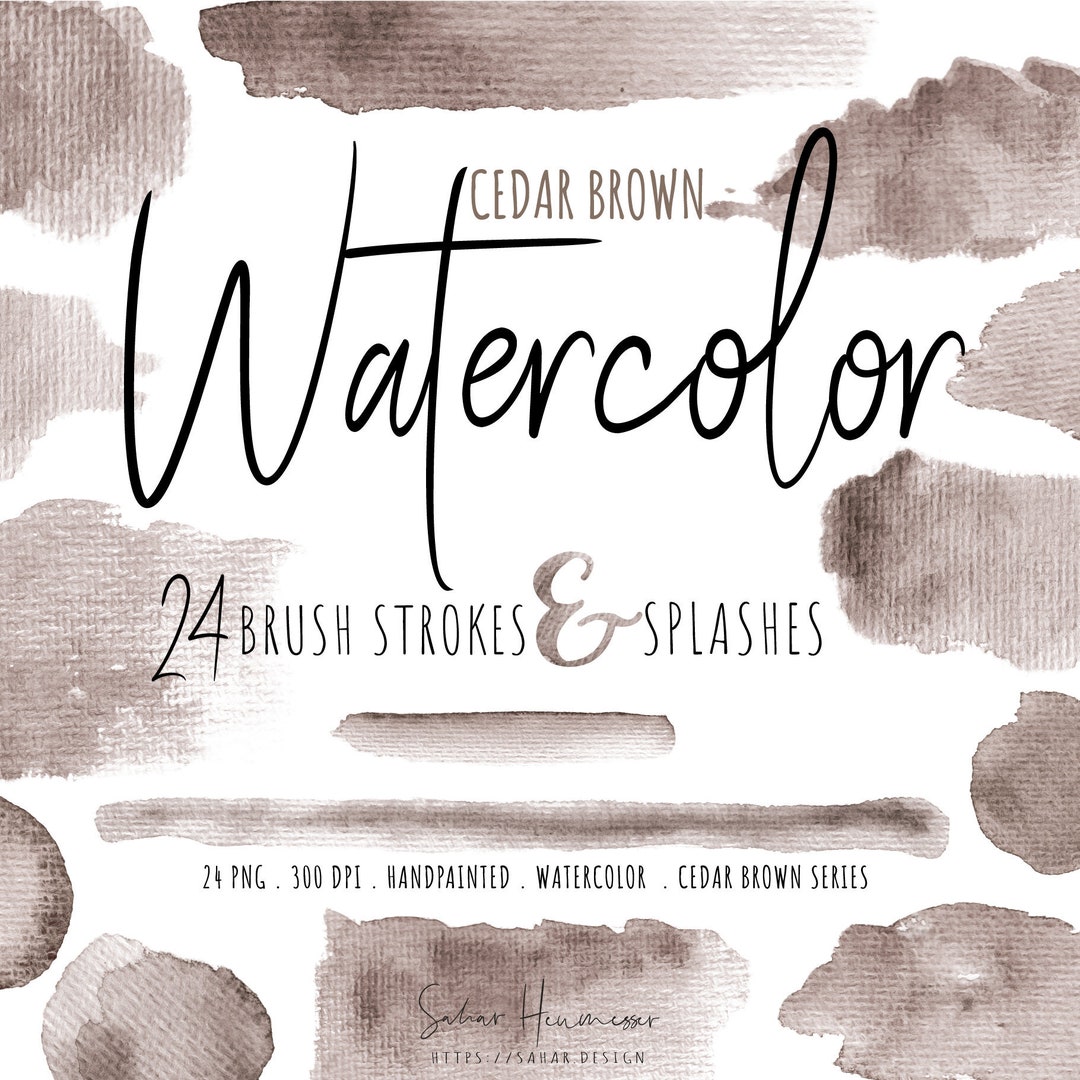 Cedar Brown Watercolor Brush Stroke Clipart｜24 Transparent PNG - Etsy
