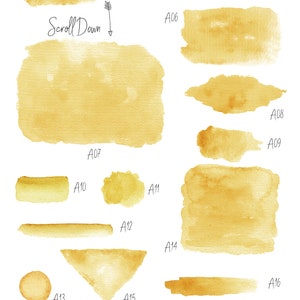 Mustard Yellow Watercolor Brush Stroke Clipart｜24 Transparent PNG - Etsy