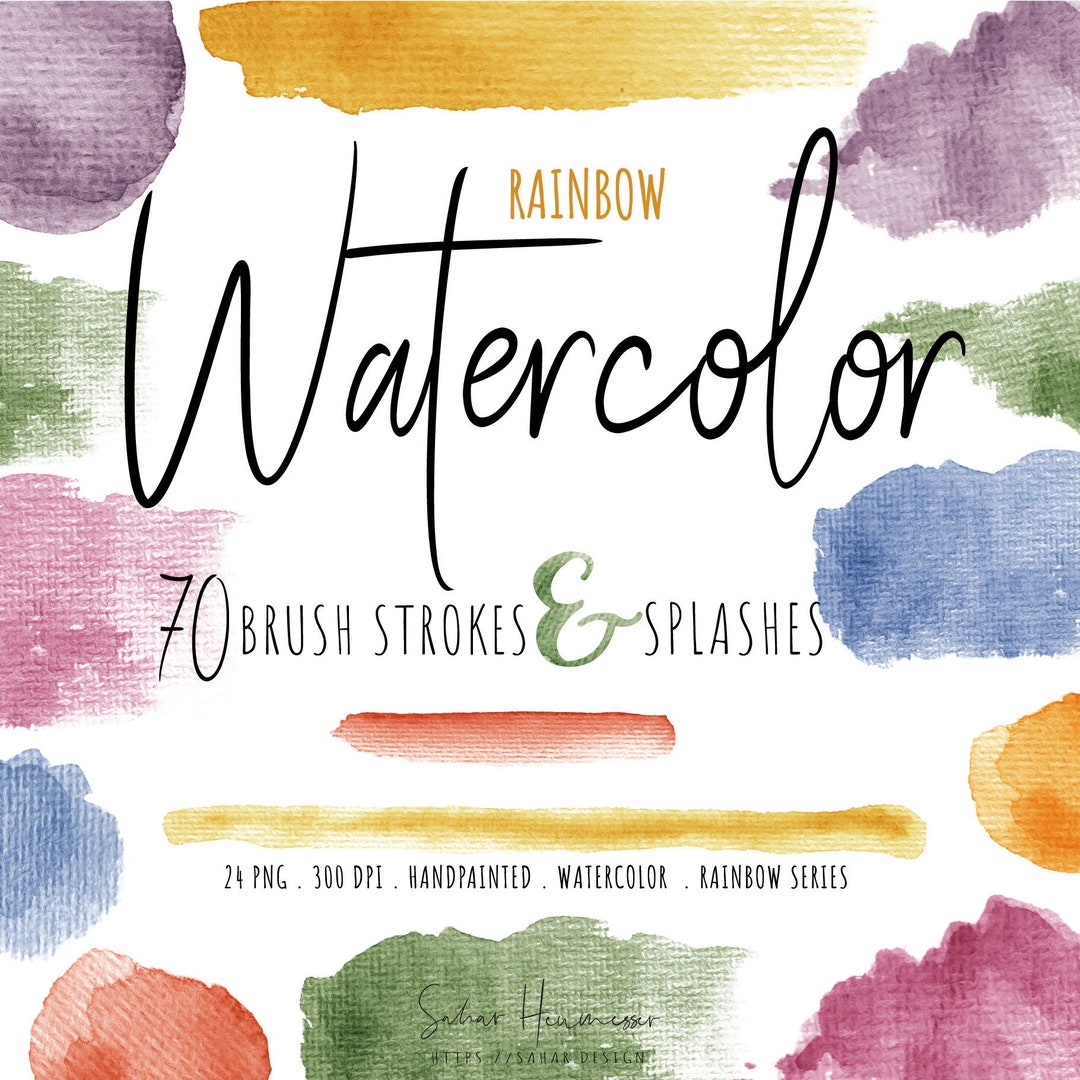 LGBT Rainbow Watercolor Brush Stroke Clipart｜24 Transparent PNG - Etsy