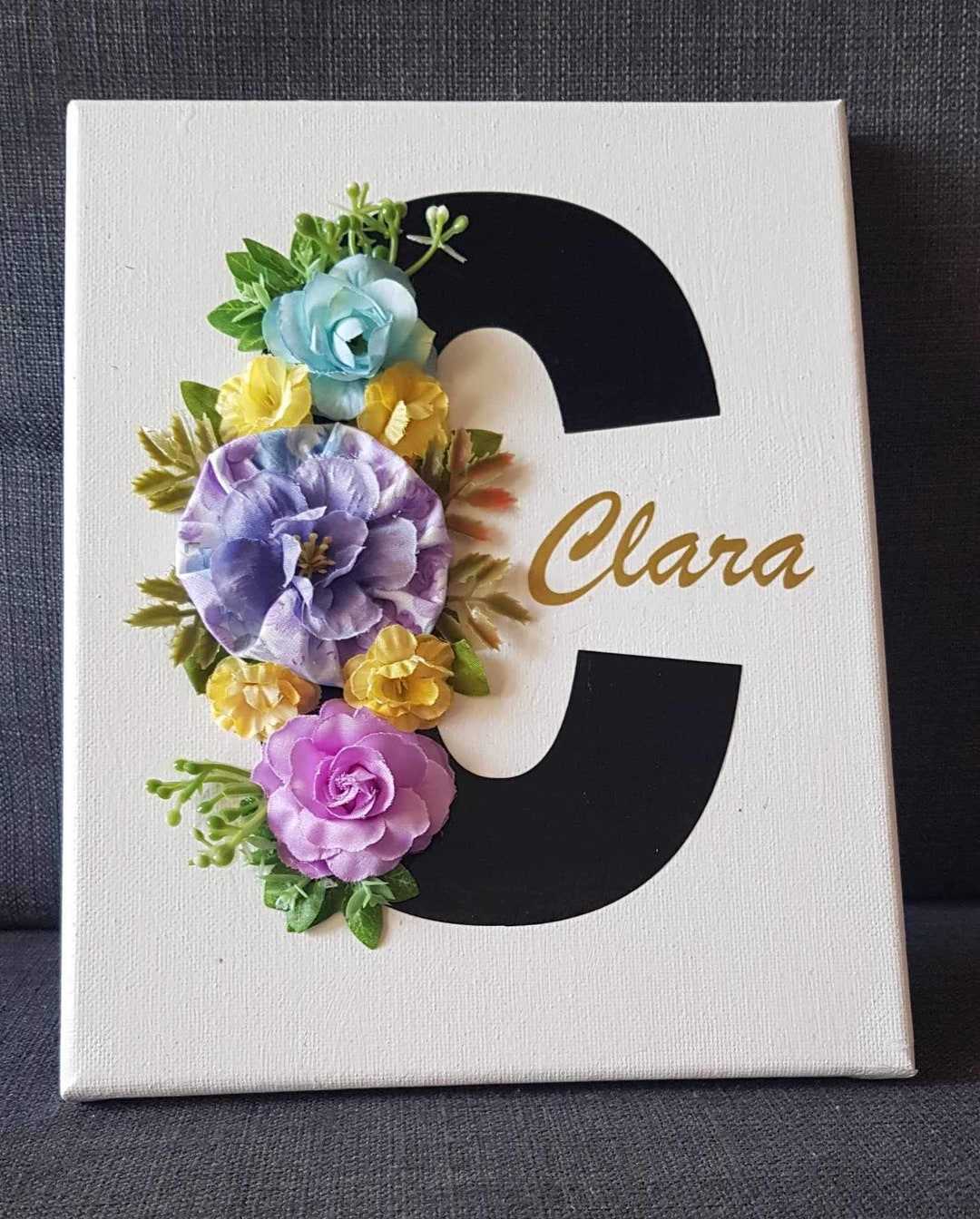 Personalized Initial Print on Canvas, Name Print, Decorative Wall Art ...