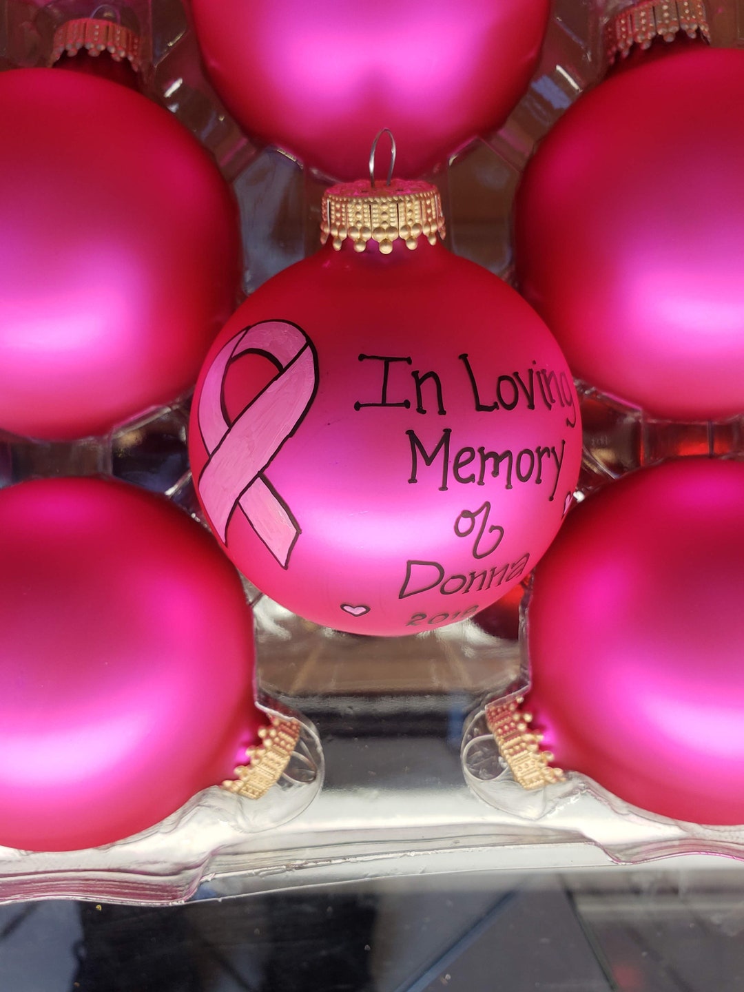 Custom Pink Christmas Bulb: Breast Cancer Awareness Ornament - Etsy