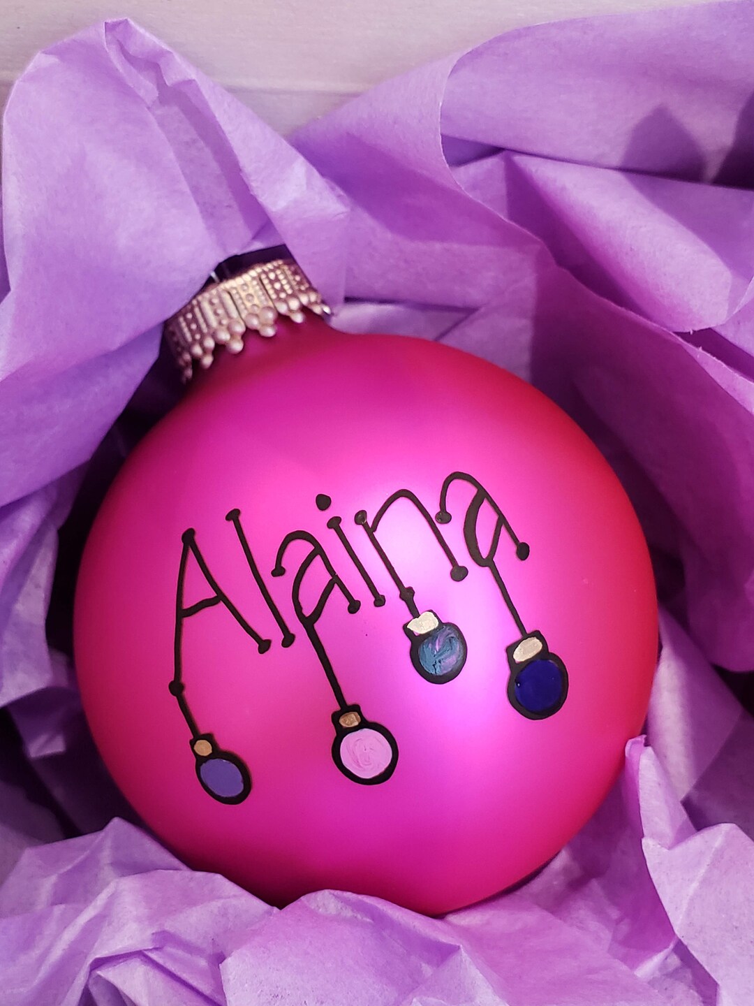 Custom Christmas Bulb: Hand-painted Name Ornament, Hot Pink - Etsy