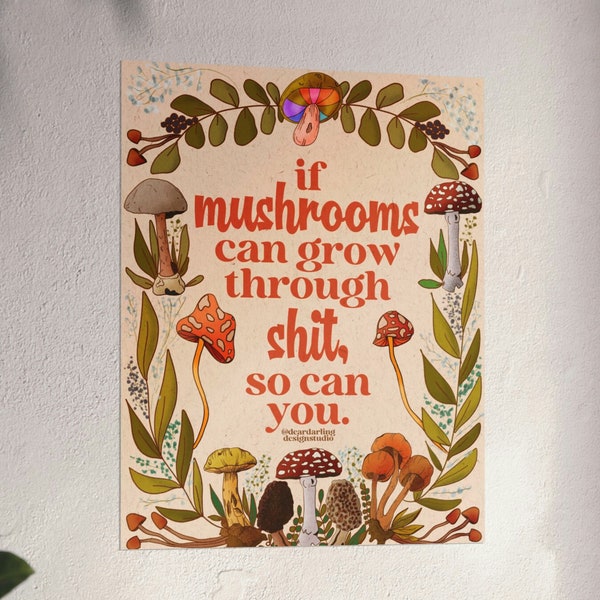 Mushroom Poster - Etsy