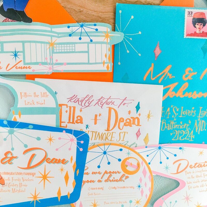 Retro Invitation - Etsy