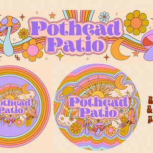 Pastel Vintage Spacey Logo Design | 70s Logo | Retro Rainbow 70s Logo ...