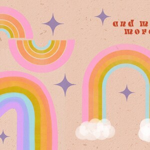 Retro Rainbows Illustration Pack - Vector & PNGS - 70s Rainbow ...