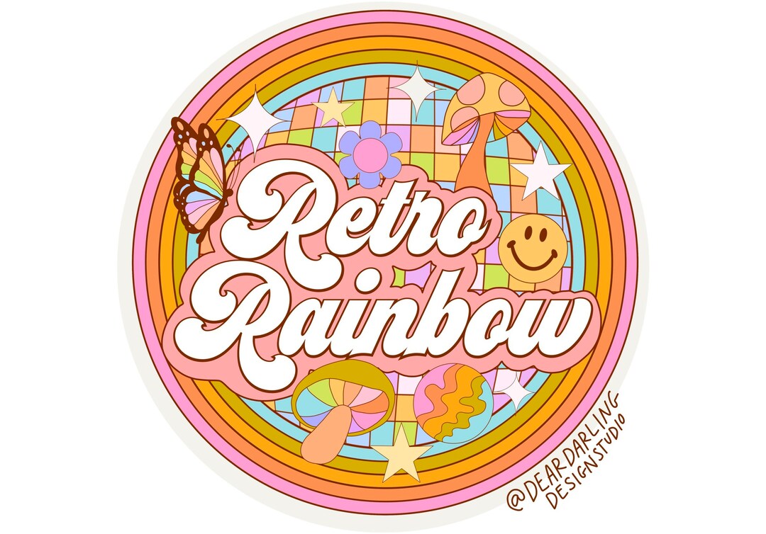 Pastel Retro Rainbow Logo Design 70s Logo Retro Rainbow - Etsy
