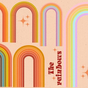 Retro Rainbows Illustration Pack - Vector & PNGS - 70s Rainbow ...