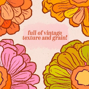 70s Flowers Illustration Pack | 70s Flower Clip Art | 70s Flower Pngs ...