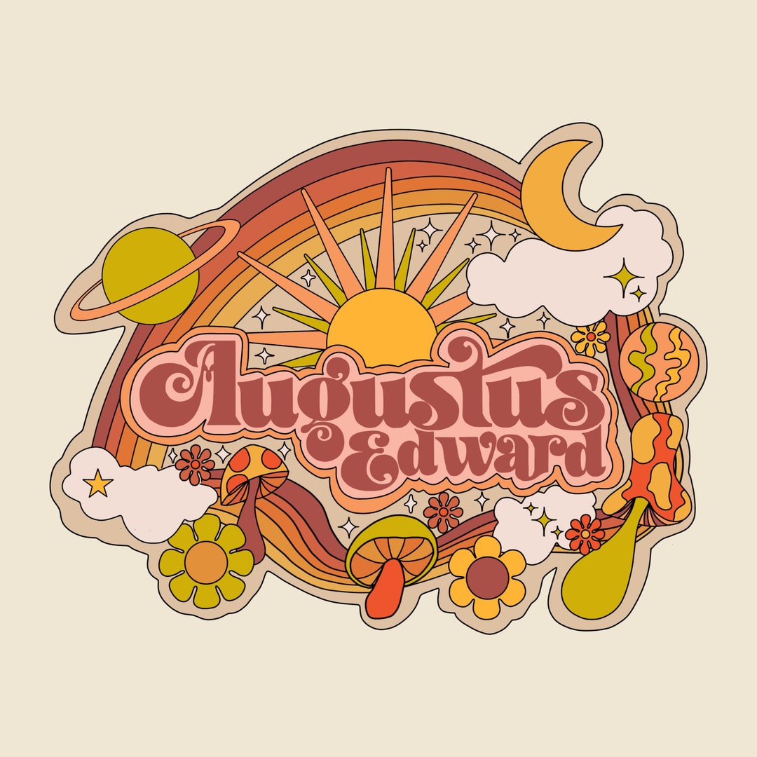 Warm Vintage Spacey Logo Design 70s Logo Retro Rainbow 70s - Etsy