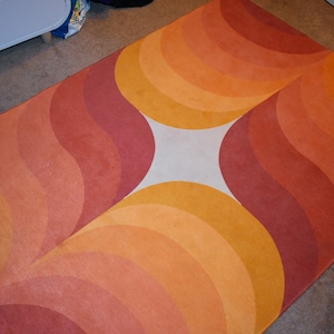 70s Boho Star and Wave Area Rug | 70s Rugs | 70s Rainbow Rug | 70s Boho ...