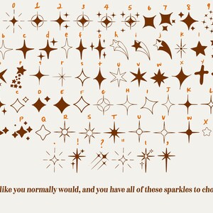 Stars & Sparkles Vector Font - Star Clip Art - Sparkles Clip Art - 70s ...