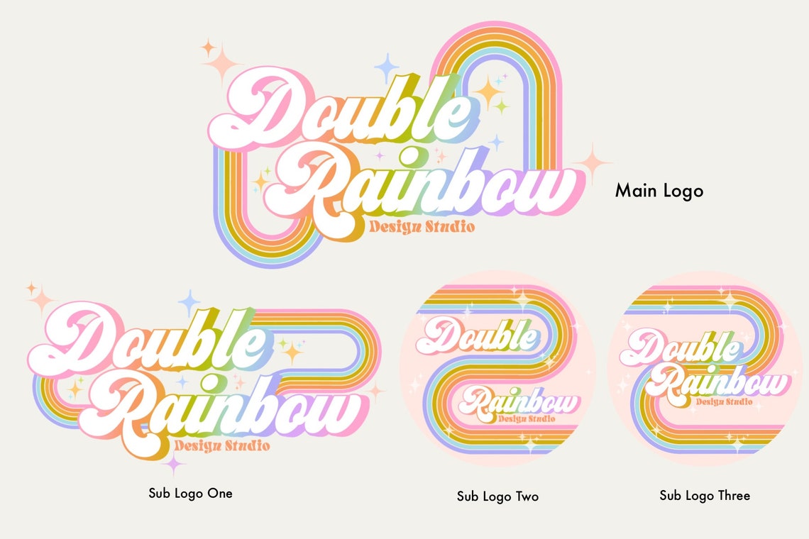 Warm Retro Rainbow Logo Design | 70s Logo | Retro Rainbow 70s Logo ...