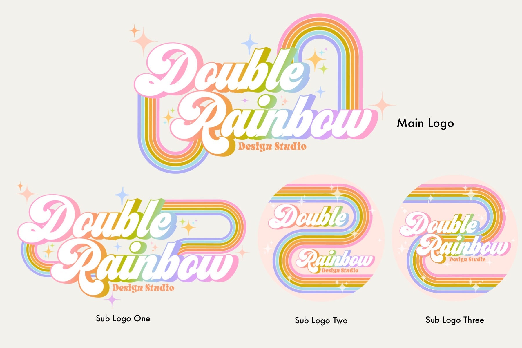 Warm Retro Rainbow Logo Design | 70s Logo | Retro Rainbow 70s Logo ...