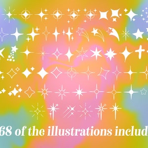 Stars & Sparkles Vector Font - Star Clip Art - Sparkles Clip Art - 70s ...