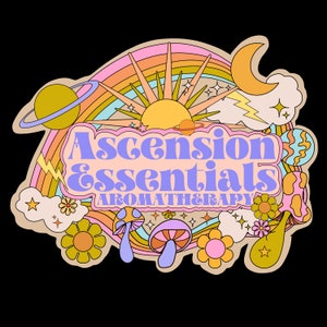 Pastel Vintage Spacey Logo Design | 70s Logo | Retro Rainbow 70s Logo ...