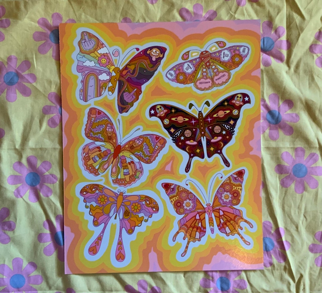 Social Butterflies Print | 70s Butterflies | 70s Art | 70s Decor ...