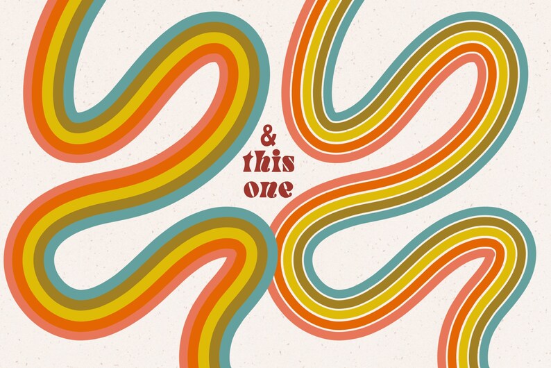 Retro Rainbows Illustration Pack Vector & PNGS 70s Rainbow - Etsy