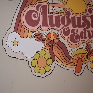 Baby Name Sign - 70s Baby Name Sign - Retro Baby Name Sign - Boho Baby ...