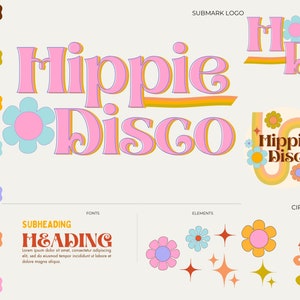 Retro Hippie Disco Logo & Branding Template | Canva Template - Retro ...