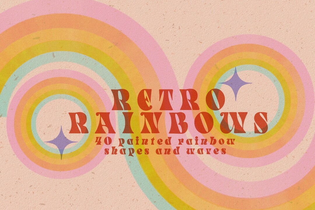 Retro Rainbows Illustration Pack - Vector & PNGS - 70s Rainbow ...