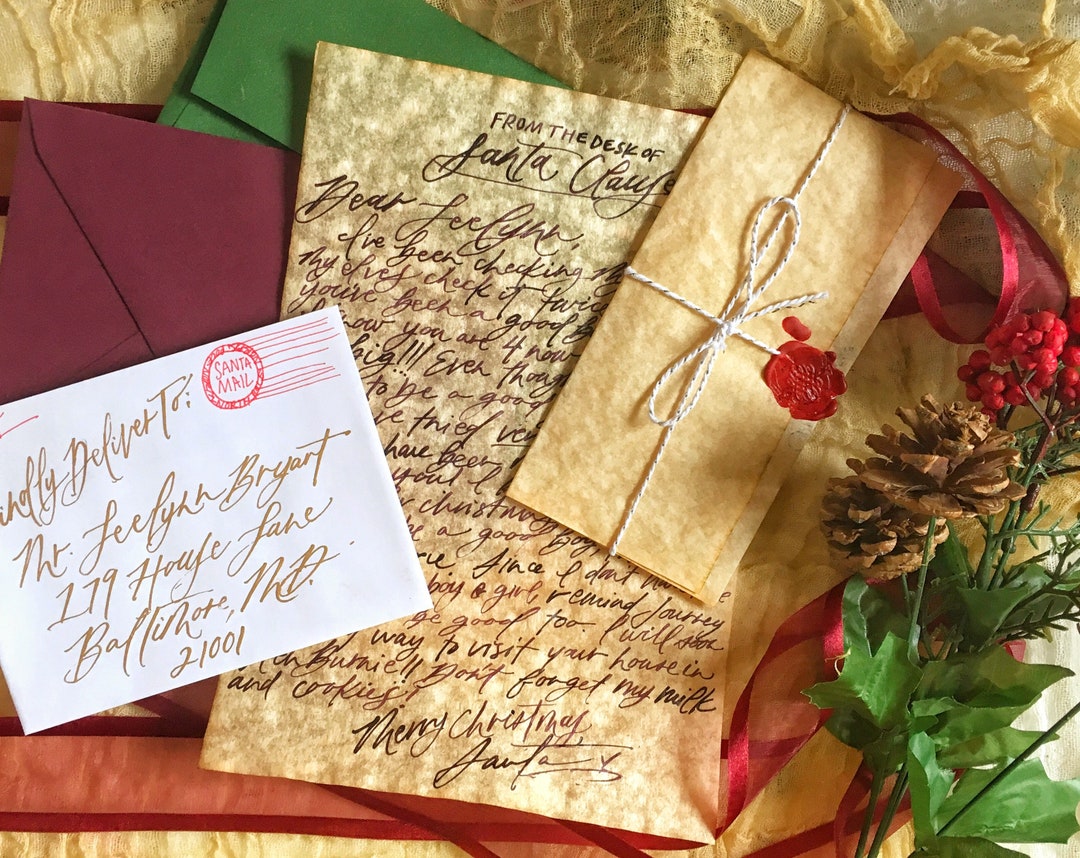 Customized Calligraphy Letter From Santa Calligraphy Santa Letter ...