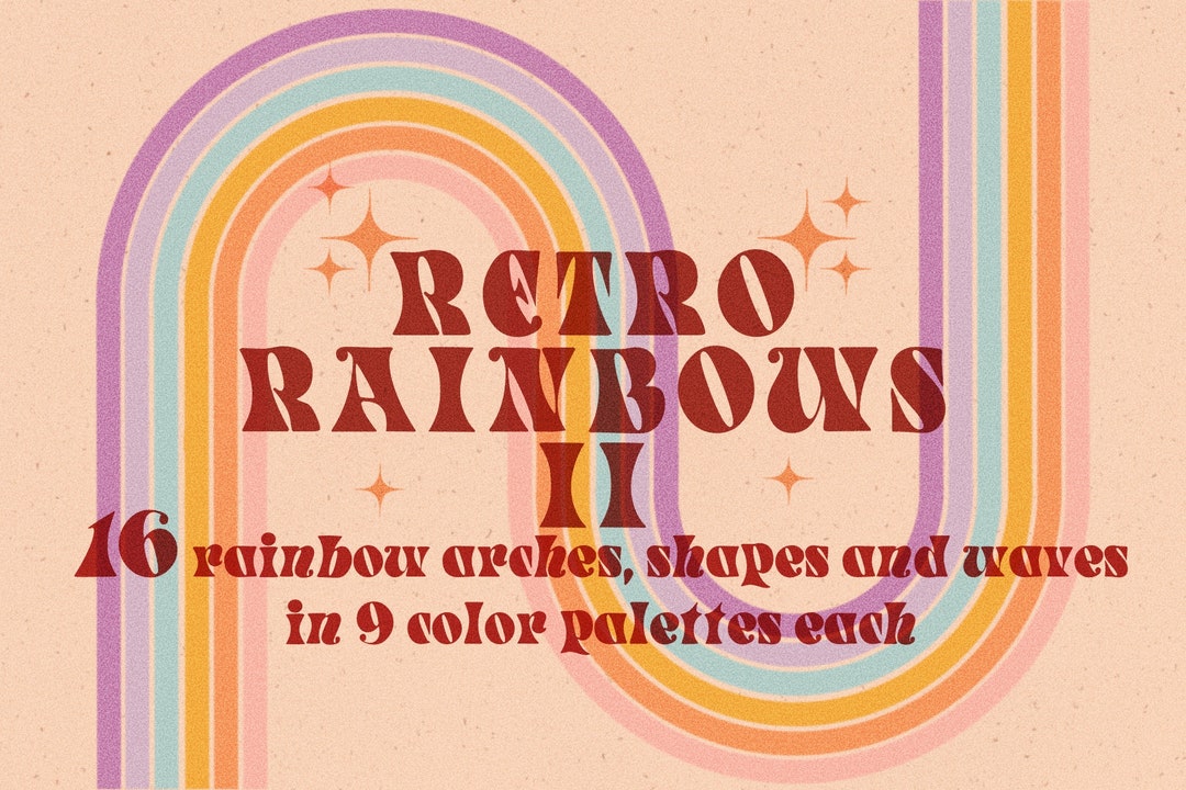 Retro Rainbows Illustration Pack - Vector & PNGS - 70s Rainbow ...