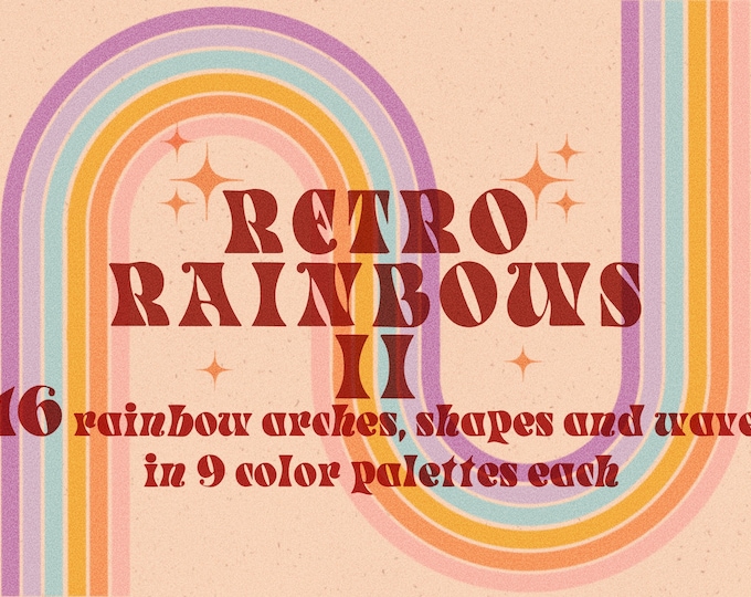 Retro Rainbows Illustration Pack - Vector & PNGS - 70s Rainbow ...