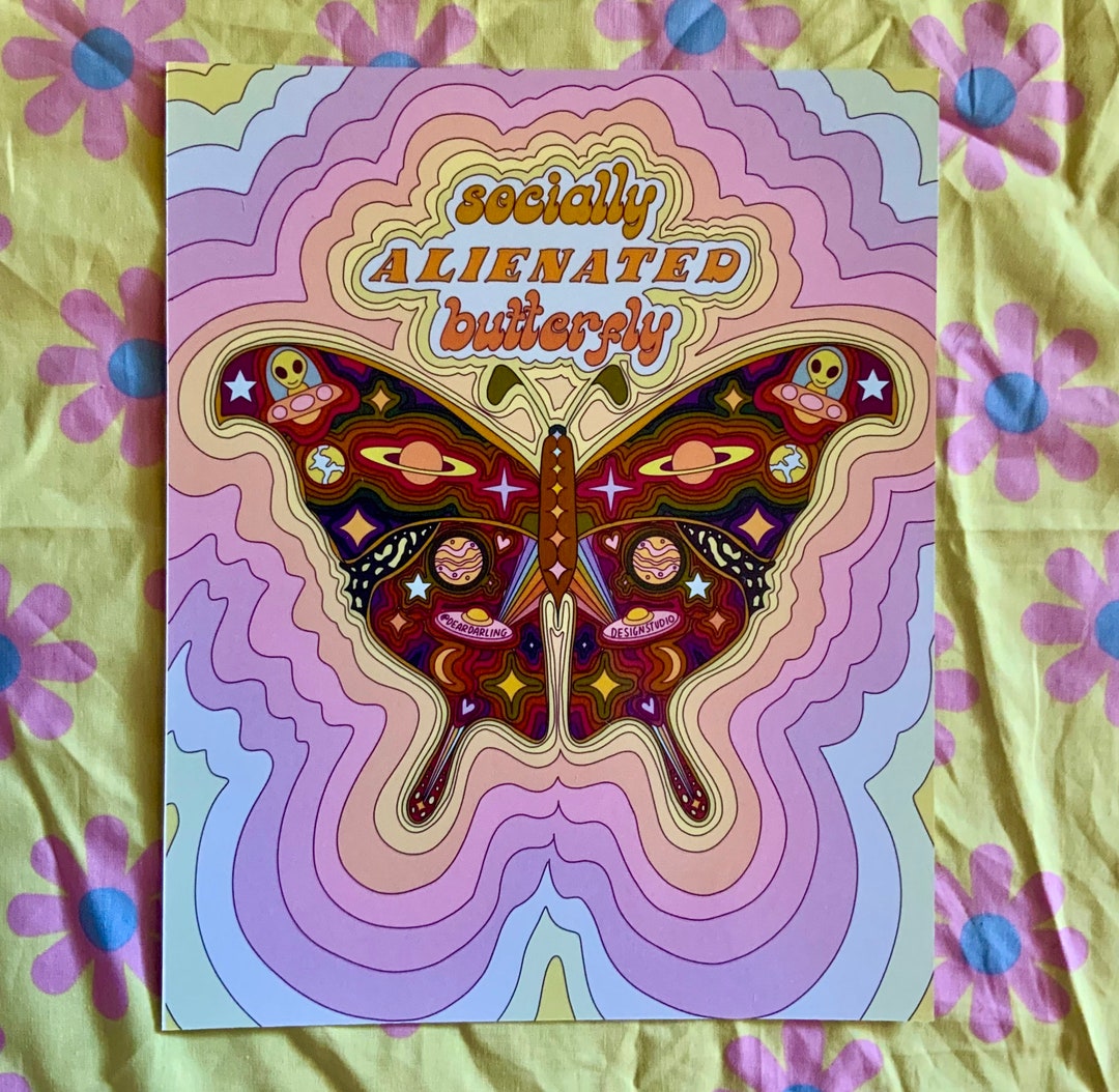 Socially Alienated Butterfly Print | 70s Butterflies | 70s Art | 70s ...