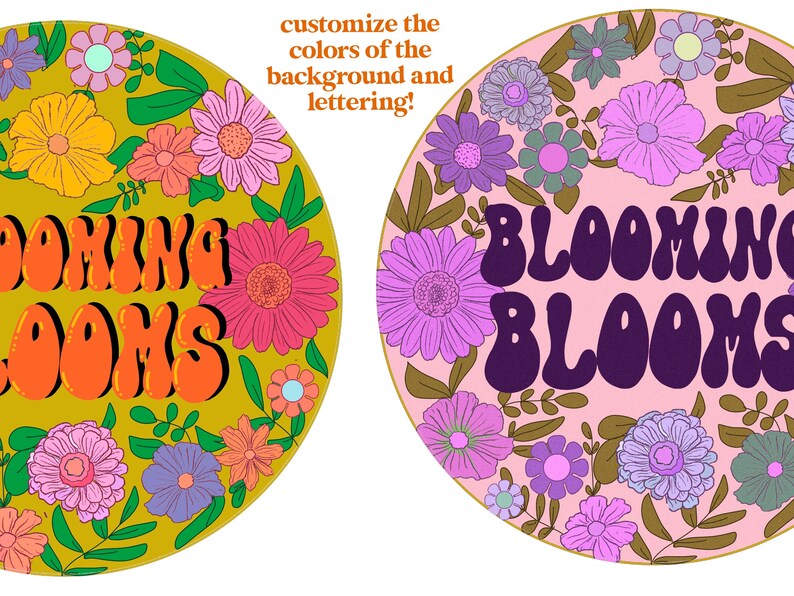 Blooming Blooms Logo Design - Customize With Your Brand Name | 70s ...