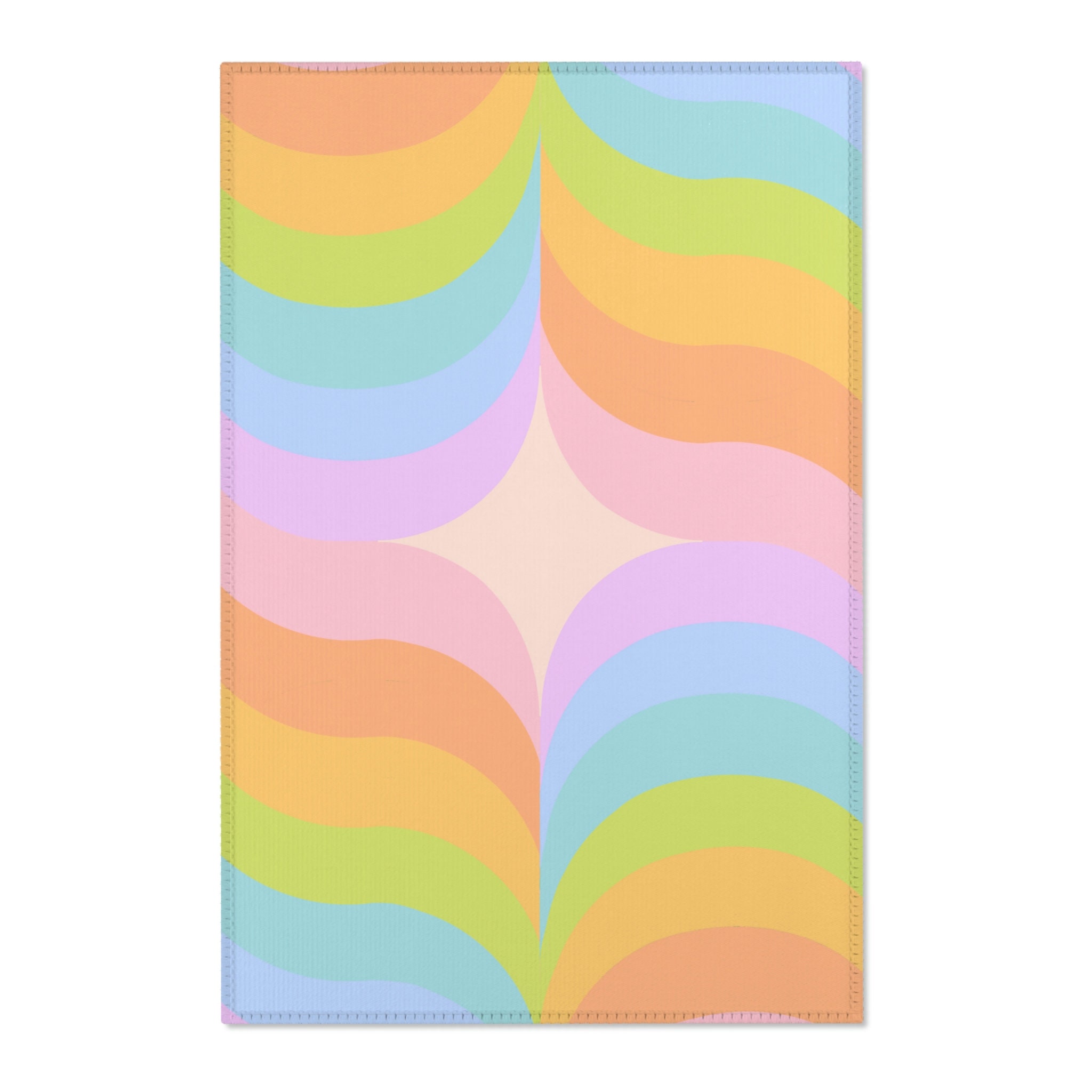 Pastel Rainbow 70s Boho Star and Wave Area Rug 70s Rugs - Etsy