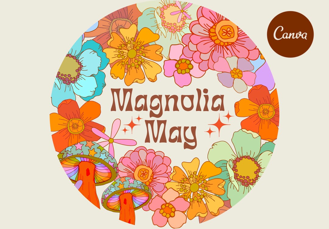 Retro Flowers Logo | Canva Template - Retro Logo - Small Business Logo ...
