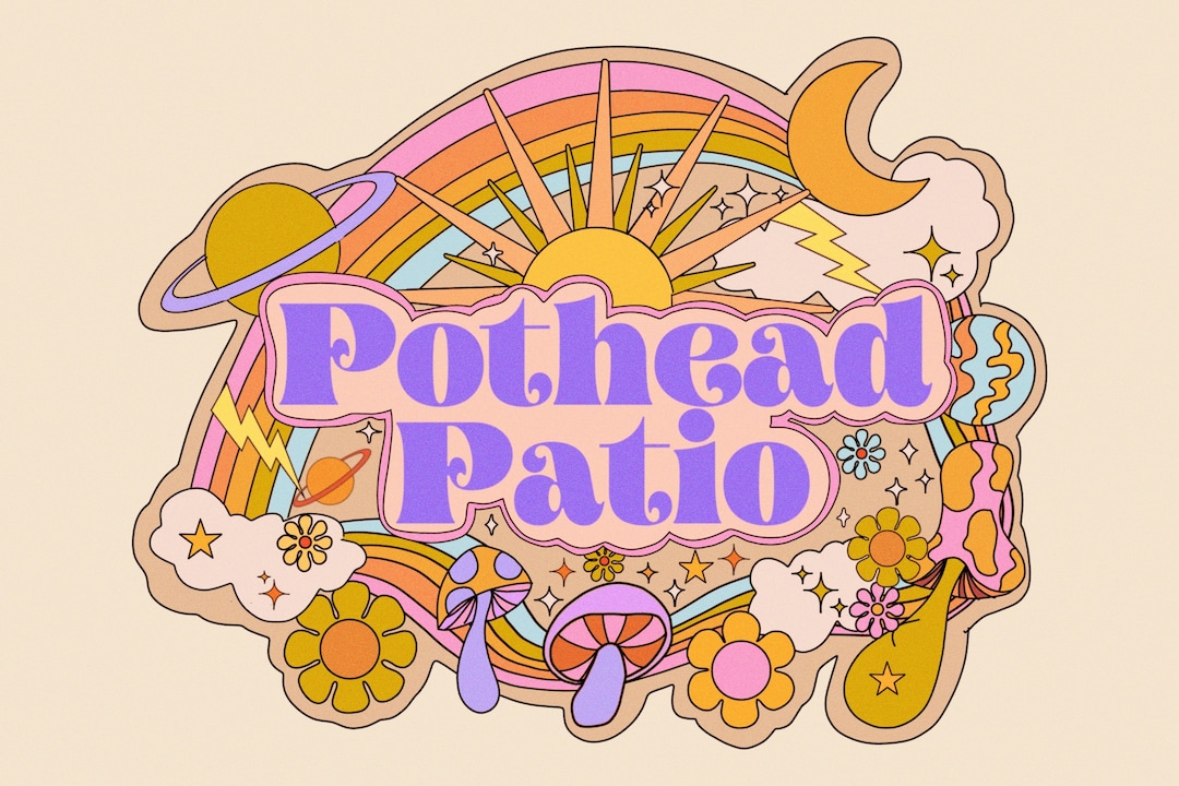 Pastel Vintage Spacey Logo Design | 70s Logo | Retro Rainbow 70s Logo ...