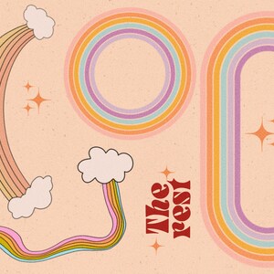 Retro Rainbows Illustration Pack - Vector & PNGS - 70s Rainbow ...