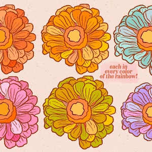 70s Flowers Illustration Pack | 70s Flower Clip Art | 70s Flower Pngs ...