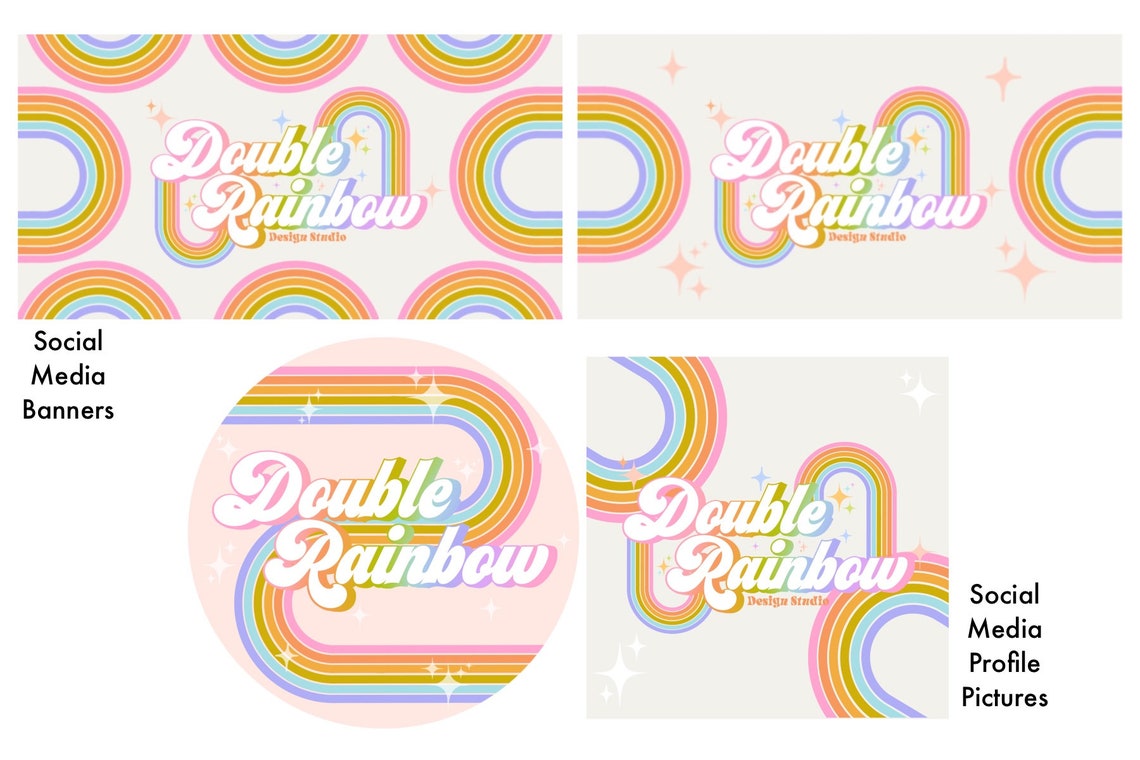 Warm Retro Rainbow Logo Design | 70s Logo | Retro Rainbow 70s Logo ...